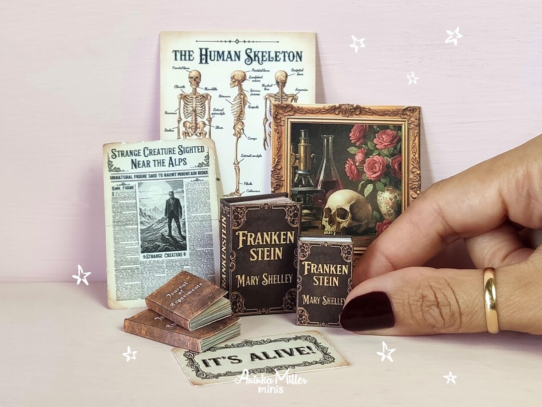 Miniature Frankenstein Book Set in 1:12 and 1/6 Scale for Dollhouses ...