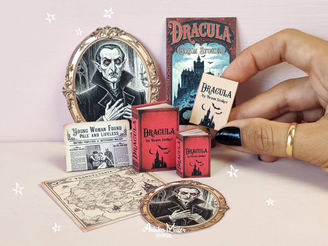 Miniature Dracula Book Set in 1:12 and 1/6 Scale for Dollhouse ...