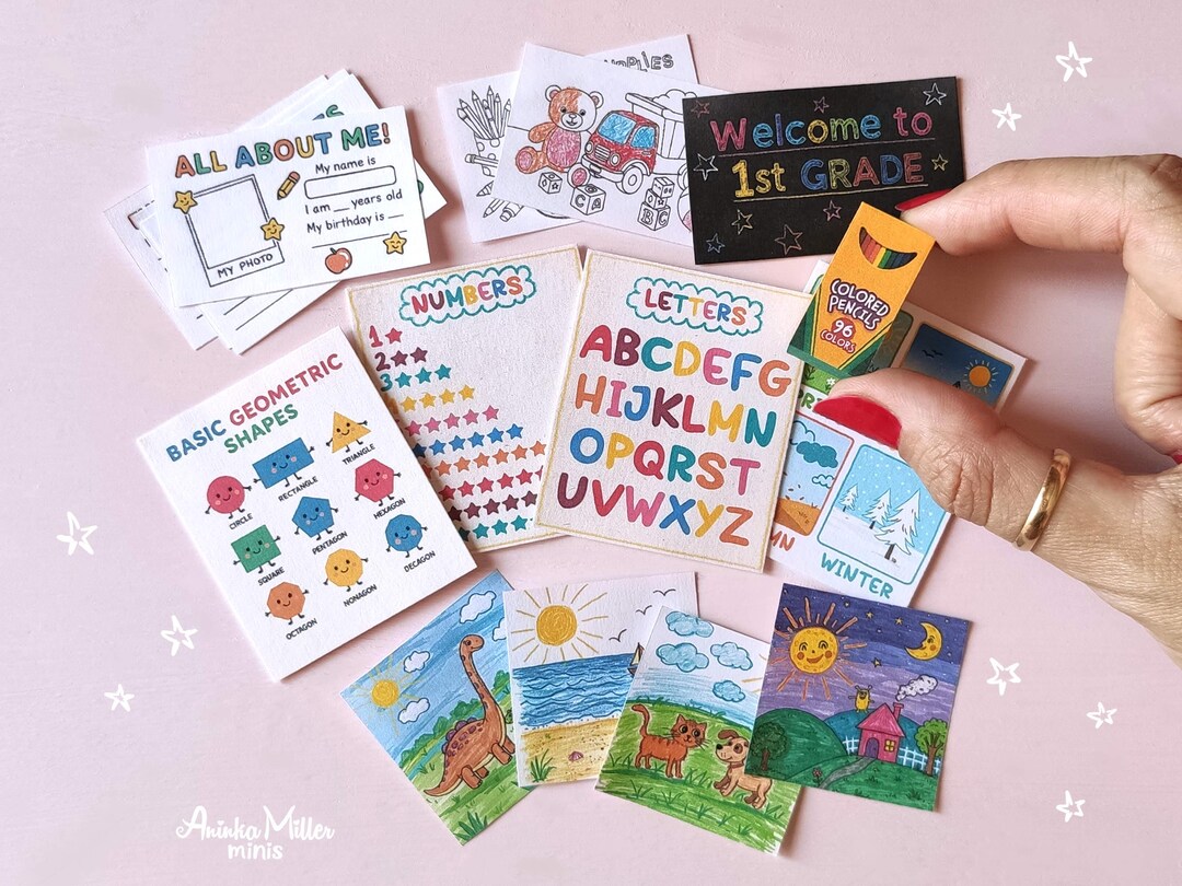 Miniature School Supplies for Dollhouse Decorations in 1/6 and 1/12 ...