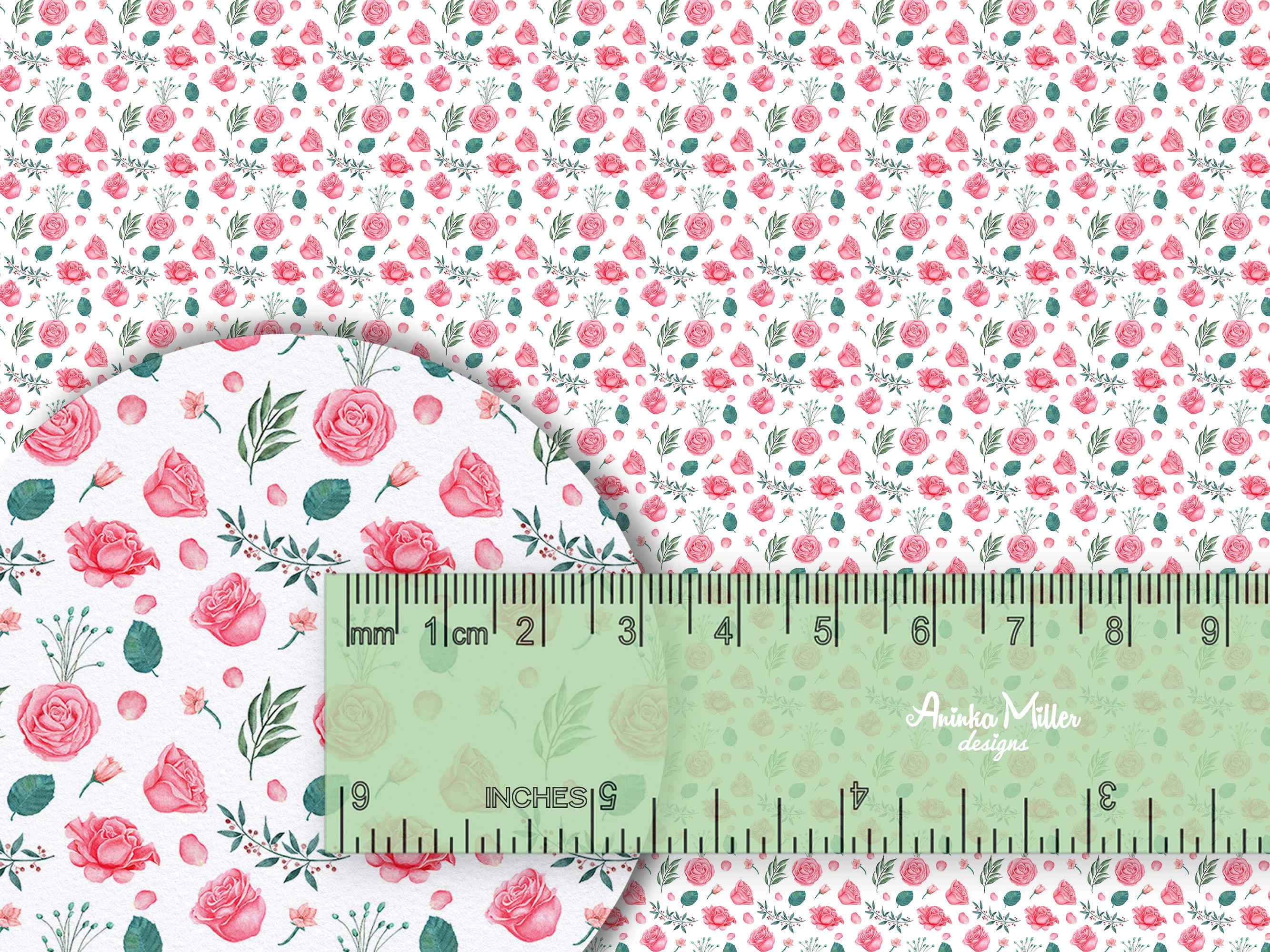 1:12 Scale Miniature Dollhouse Wallpaper With Pink Roses, Printable ...