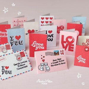 12 Miniature Valentine's Day Cards With Envelopes and 1 Garland ...