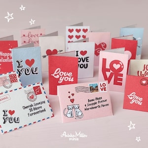 12 Miniature Valentine's Day Cards With Envelopes and 1 Garland ...