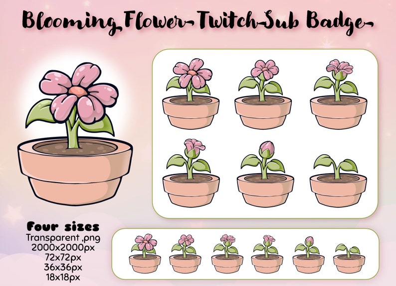 Flower Twitch Sub Badge, Flower, Cute, Kawaii, Emote, Badge, Bit Badge ...
