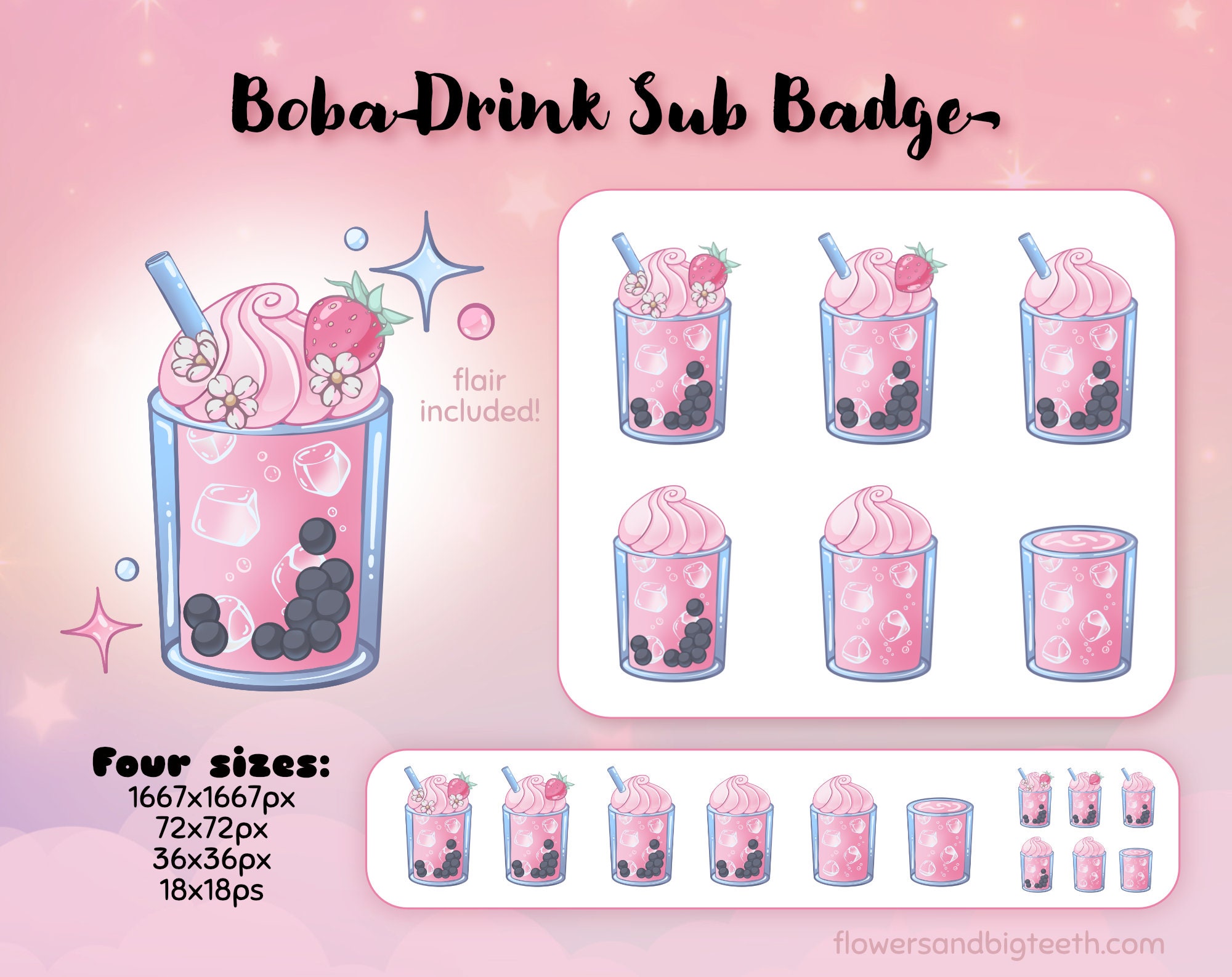 Boba Drink Twitch Sub Badge, Streamer, Tea, Coffee Shop, Coffee, Cafe ...