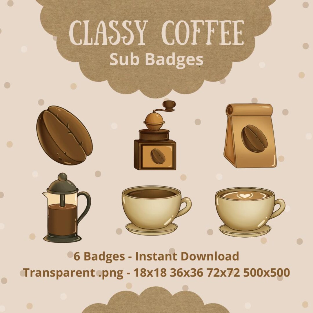 Classy Cafe Coffee Shop Sub Badges for Streamers and Vtubers - Etsy