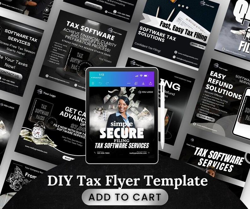 15 Mega Bundle Software Tax Services Flyer Template DIY, Editable Tax ...
