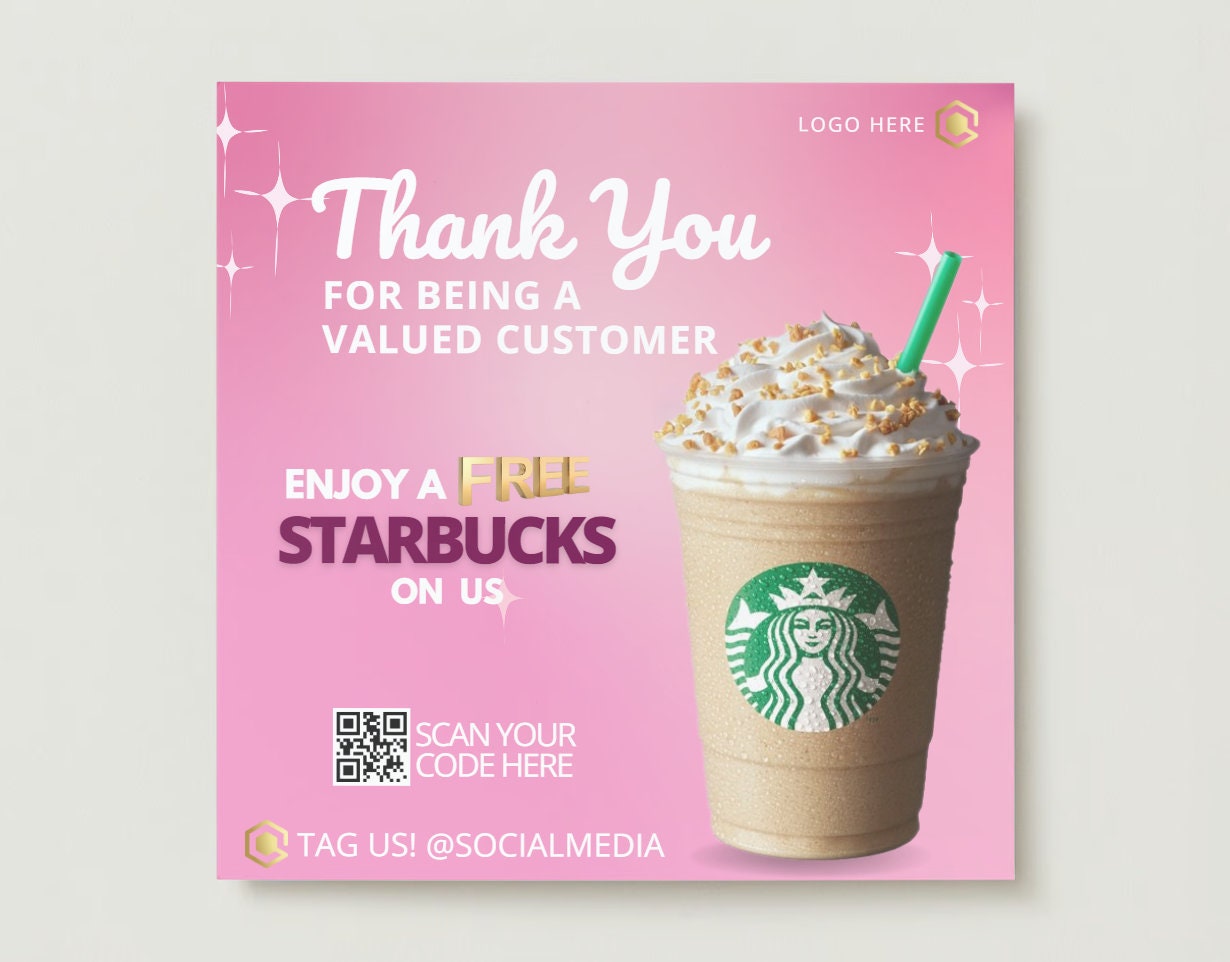 Starbucks Editable Flyer, Starbucks Flyer, Starbucks on Us, Business Flyer, Free Coffee Flyer - Etsy