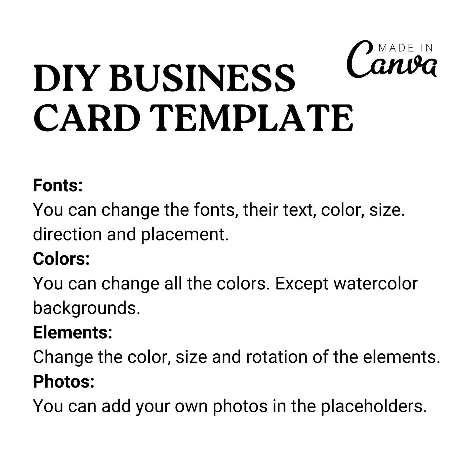 DIY Business Card Template - Etsy