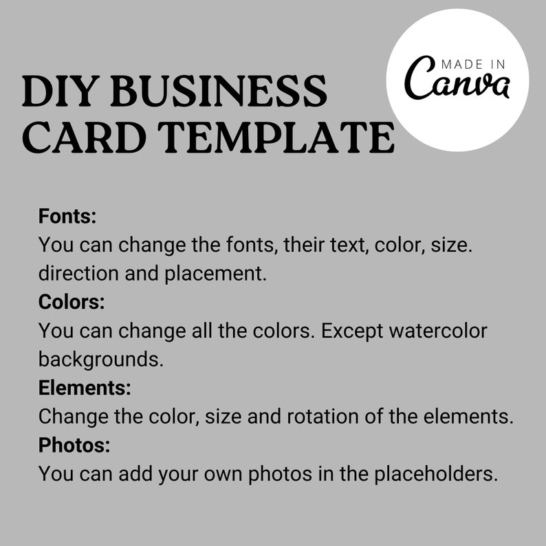 DIY Business Card Template - Etsy