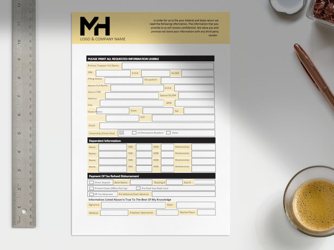 Tax Preparer Intake Forms | Custom Tax Office Forms | Tax Preparer ...