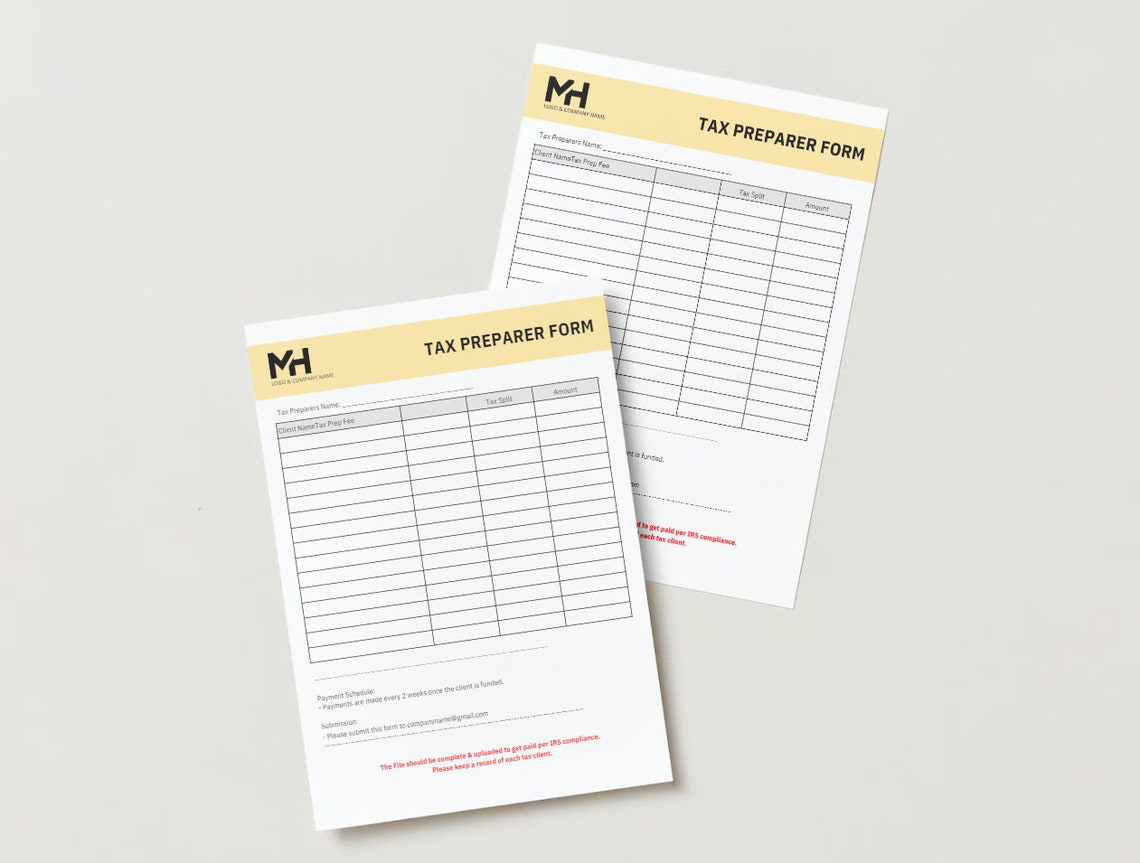 Tax Preparer Intake Forms | Custom Tax Office Forms | Tax Preparer ...