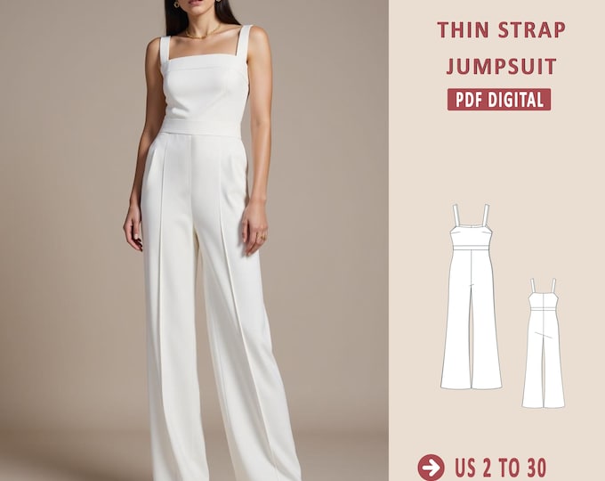 Palazzo Full Jumpsuit Sewing Pattern, PDF Sewing Pattern Instant ...