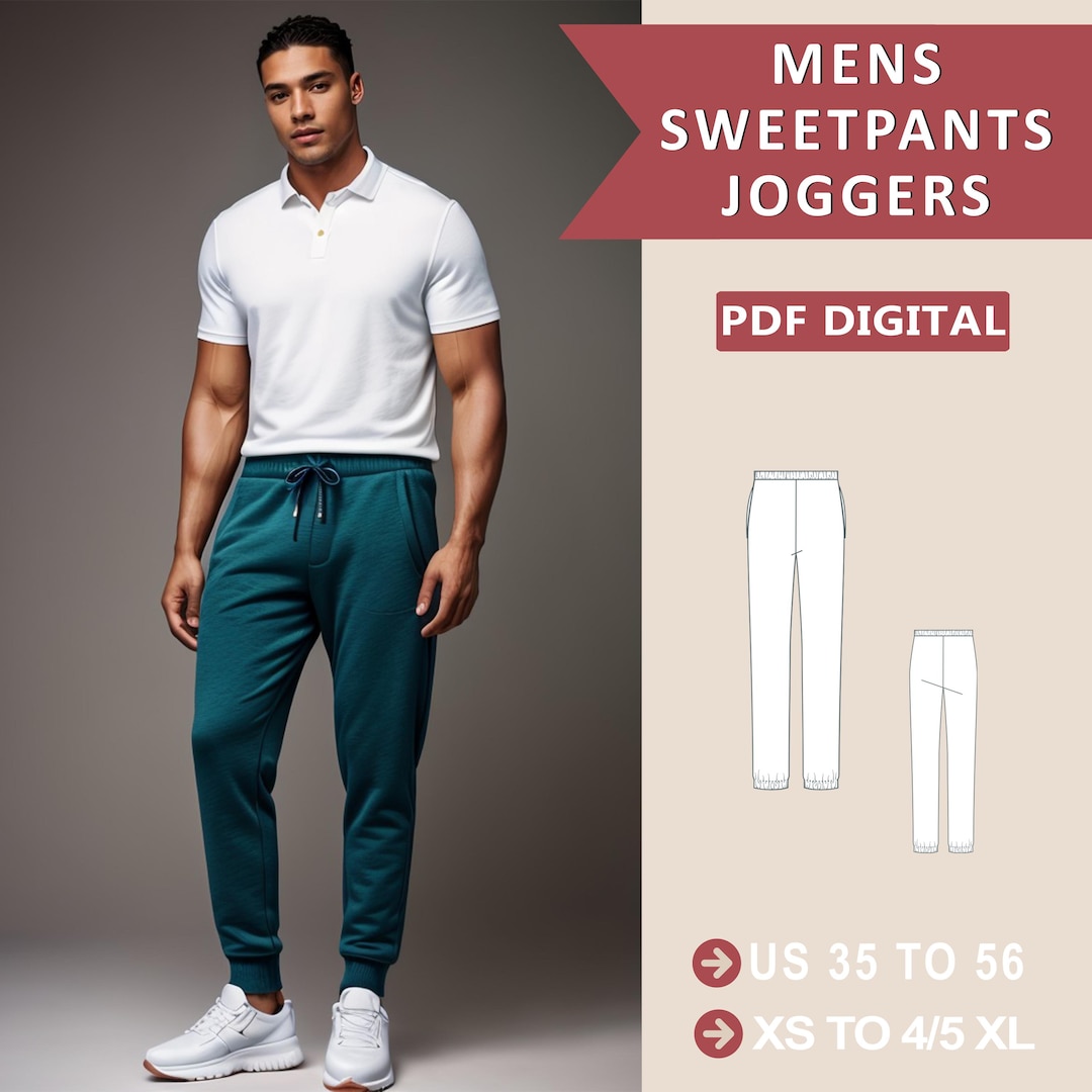 Men Jogger Pattern, Jogger Patterns, Sweatpants Pattern for Men, Men ...