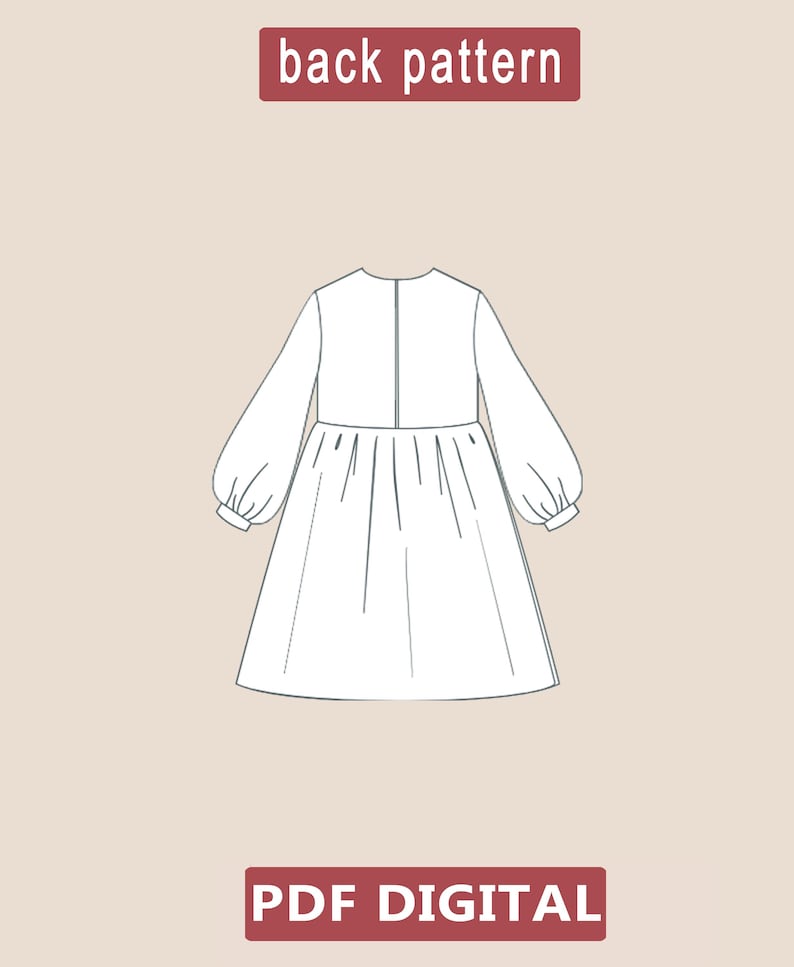 Girls Cottagecore Dress Sewing Pattern, Long Sleeve Girl Dress Pattern ...