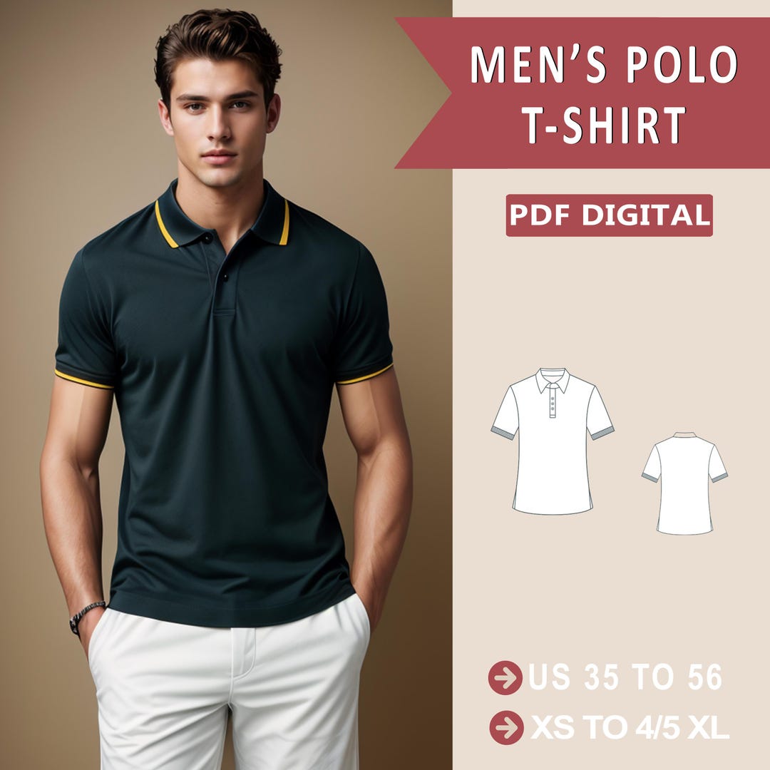 Standart Fit Men's Polo Shirt Sewing Pattern, PDF Men's Sewing Pattern ...