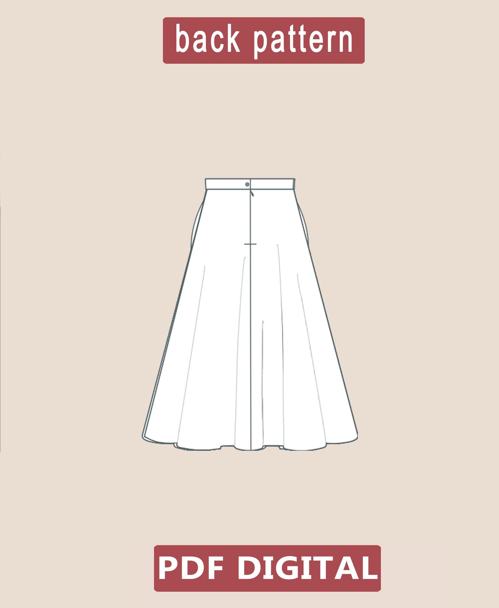 Cottagecore Midi Skirt Sewing Pattern, Cottagecore Vintage Midi Flare ...