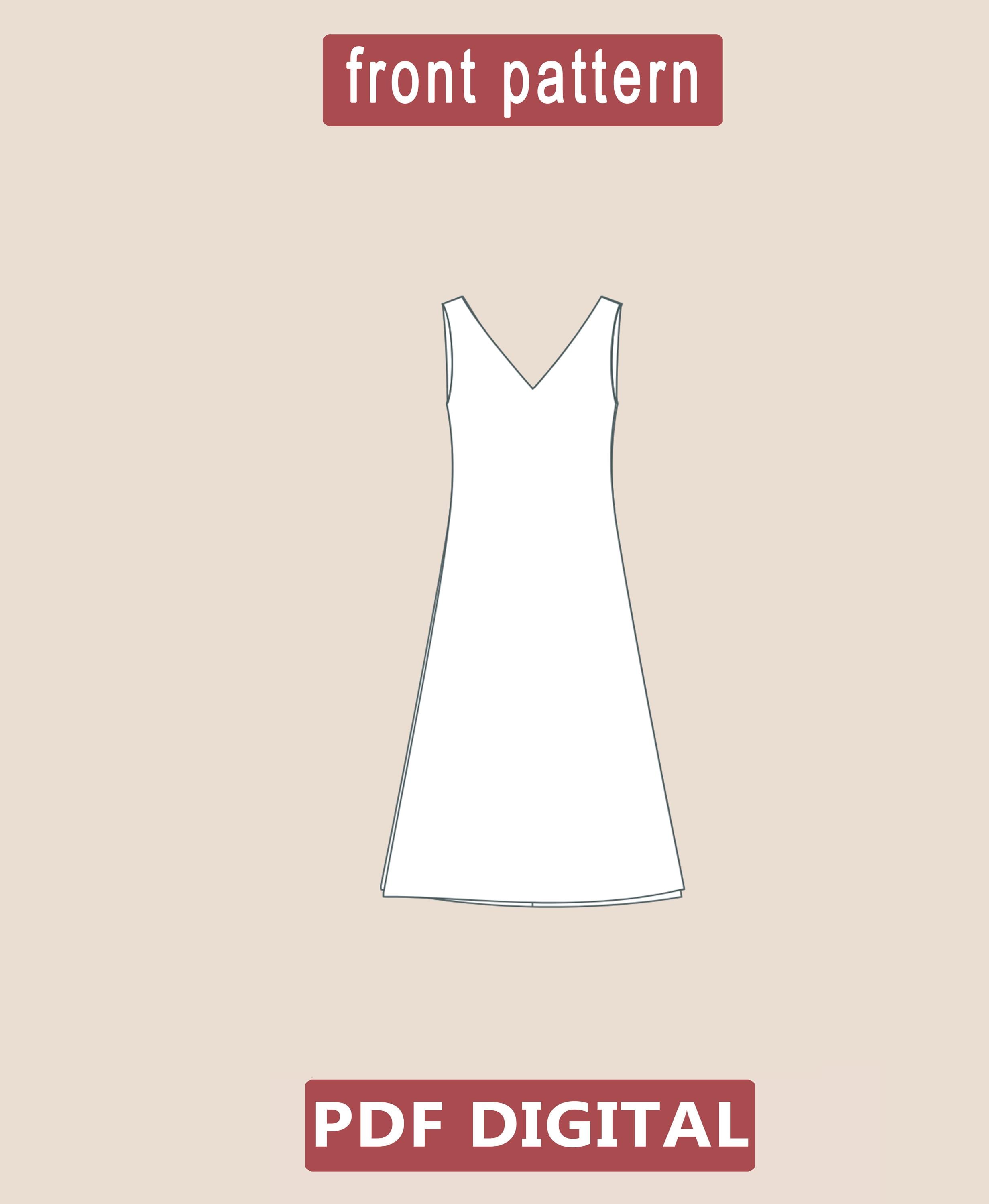 Linen V-neck Midi Dress Sewing Pattern: Beginner Boho Sundress (XS-4XL ...