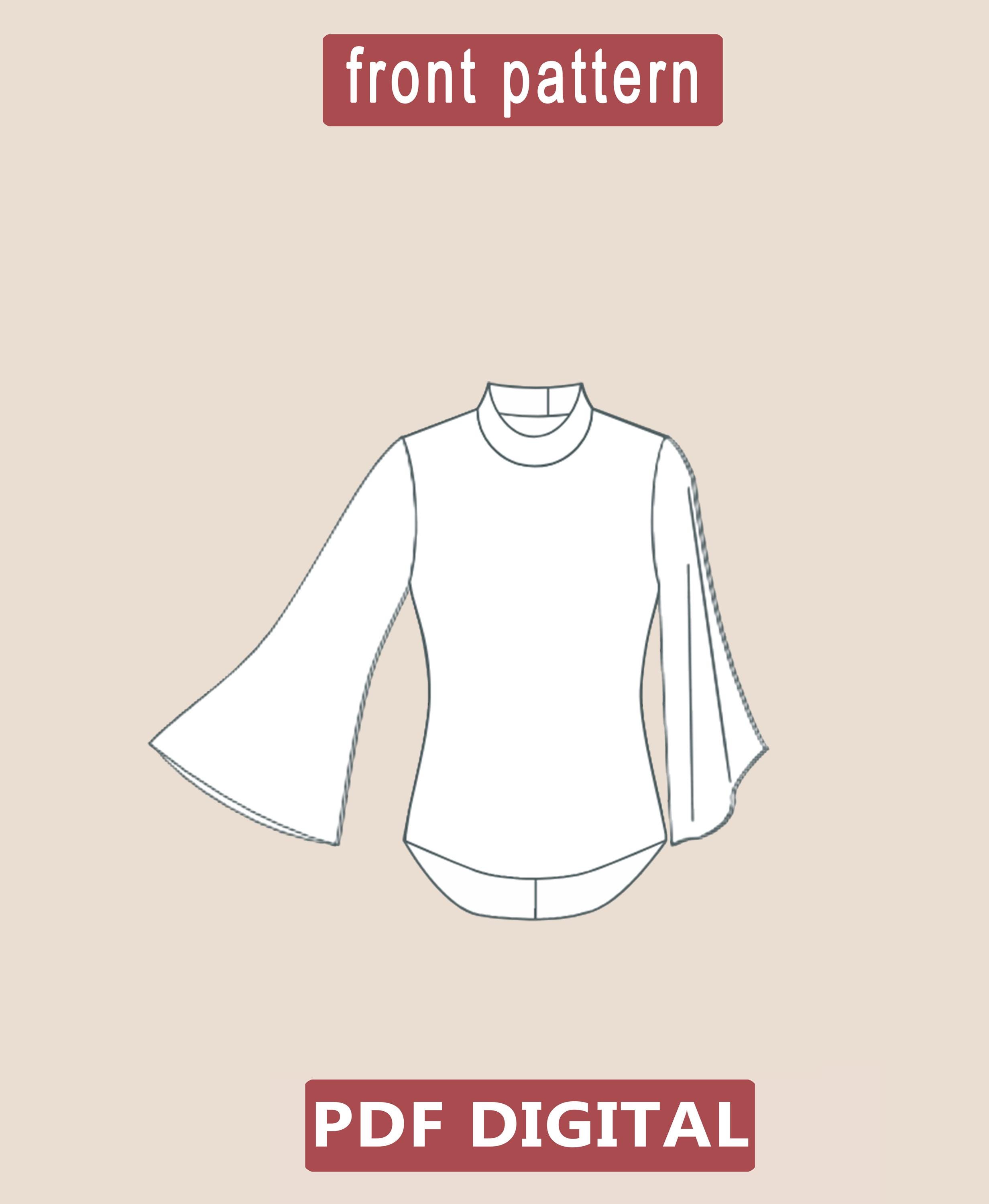 Bell Sleeve Blouse Sewing Pattern: Mandarin Neck (PDF Download) - Etsy