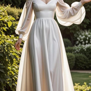 Bishop Sleeve V-neck off Shoulder Dress, Sewing Dress Patterns, PDF ...