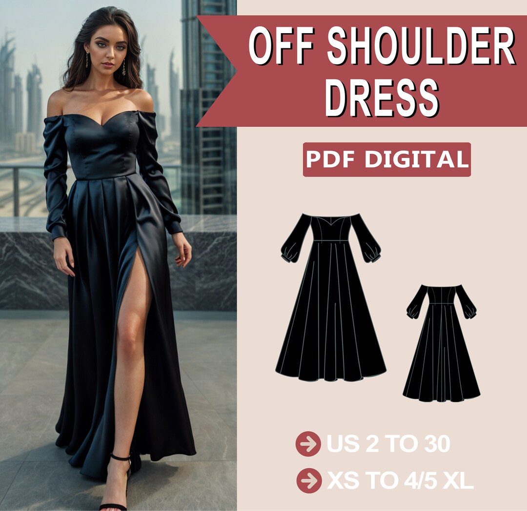 Bishop Sleeve off Shoulder Dress, Sewing Dress Patterns, PDF Heart Beck ...