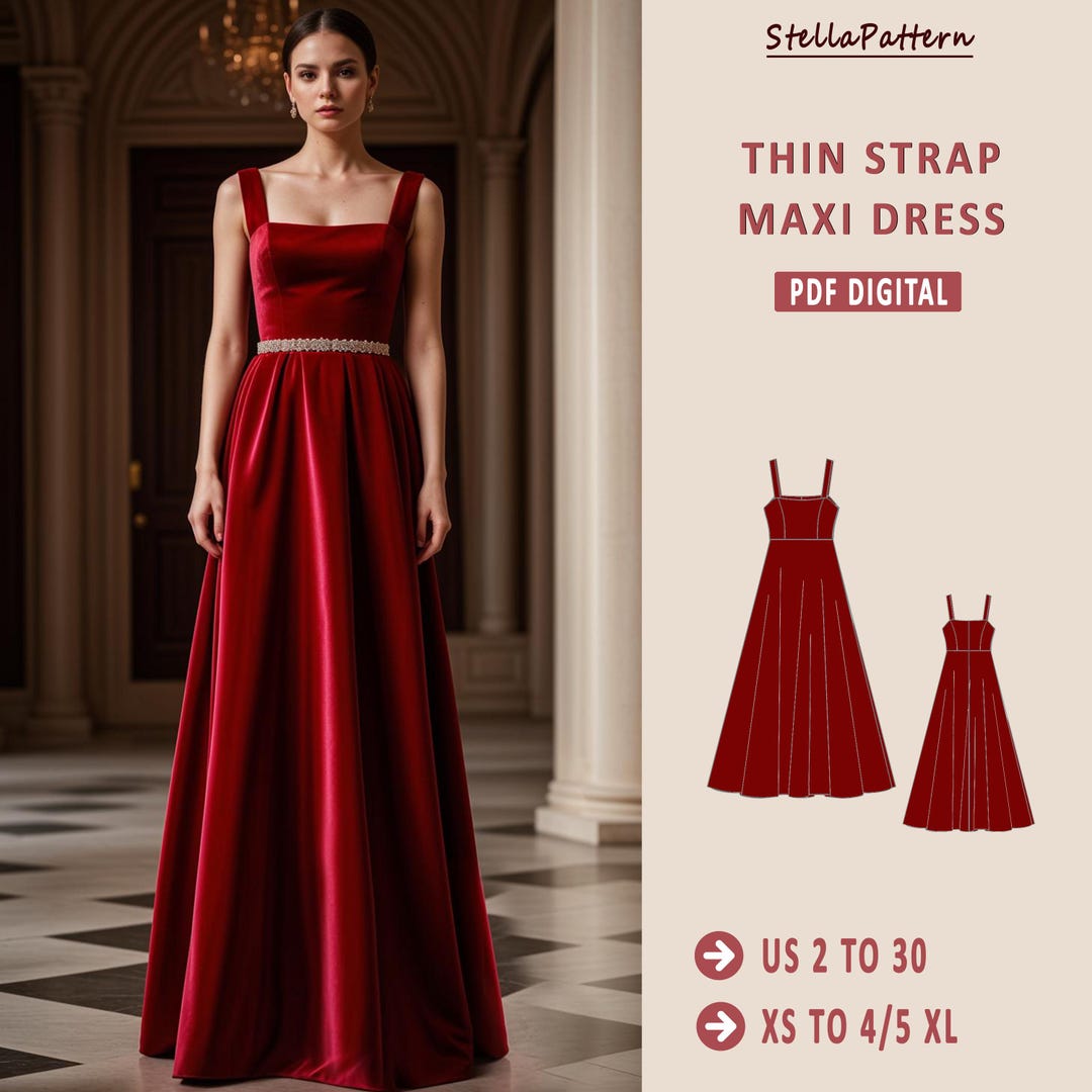 Ballgown Maxi Dress Sewing Pattern, Regency Dress Sewing Pattern ...