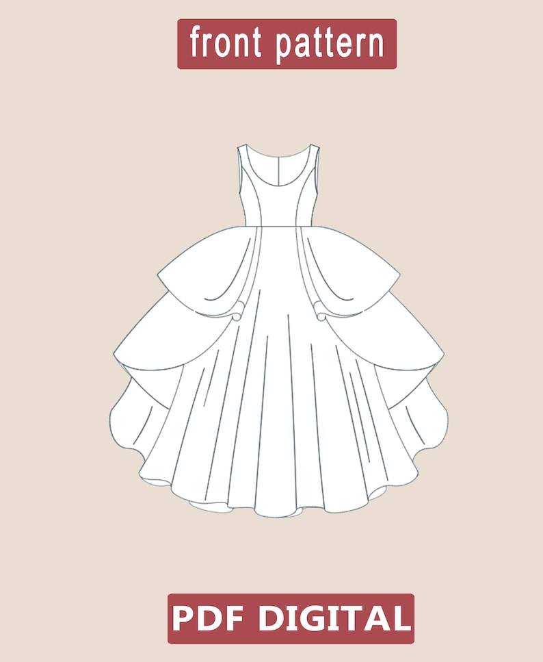 Ball Gown Wedding Dress Sewing Pattern: US Sizes 2-30 (PDF Pattern) - Etsy