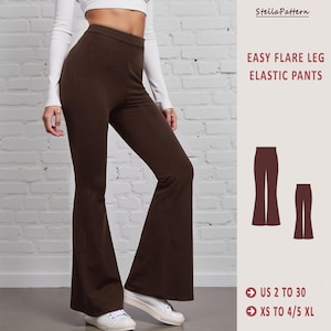 Sewing Pattern High Waist Flare Leg Pants PDF Tutorial High Sewing Pattern High Waist Flare Leg Pants PDF Tutorial High
