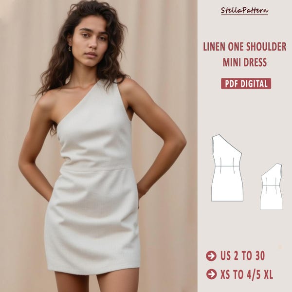 One Shoulder Dress Pattern - Etsy