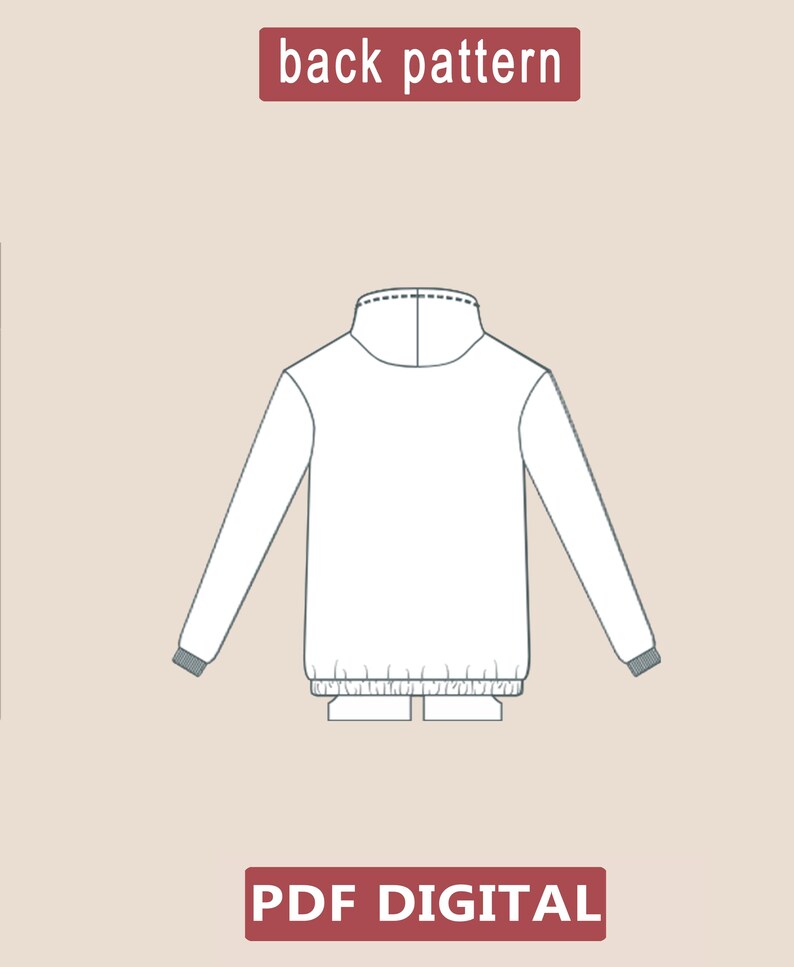 Kids Full Zip Hoodie Sewing Pattern, Unisex Jumper (sizes 2-16 ...