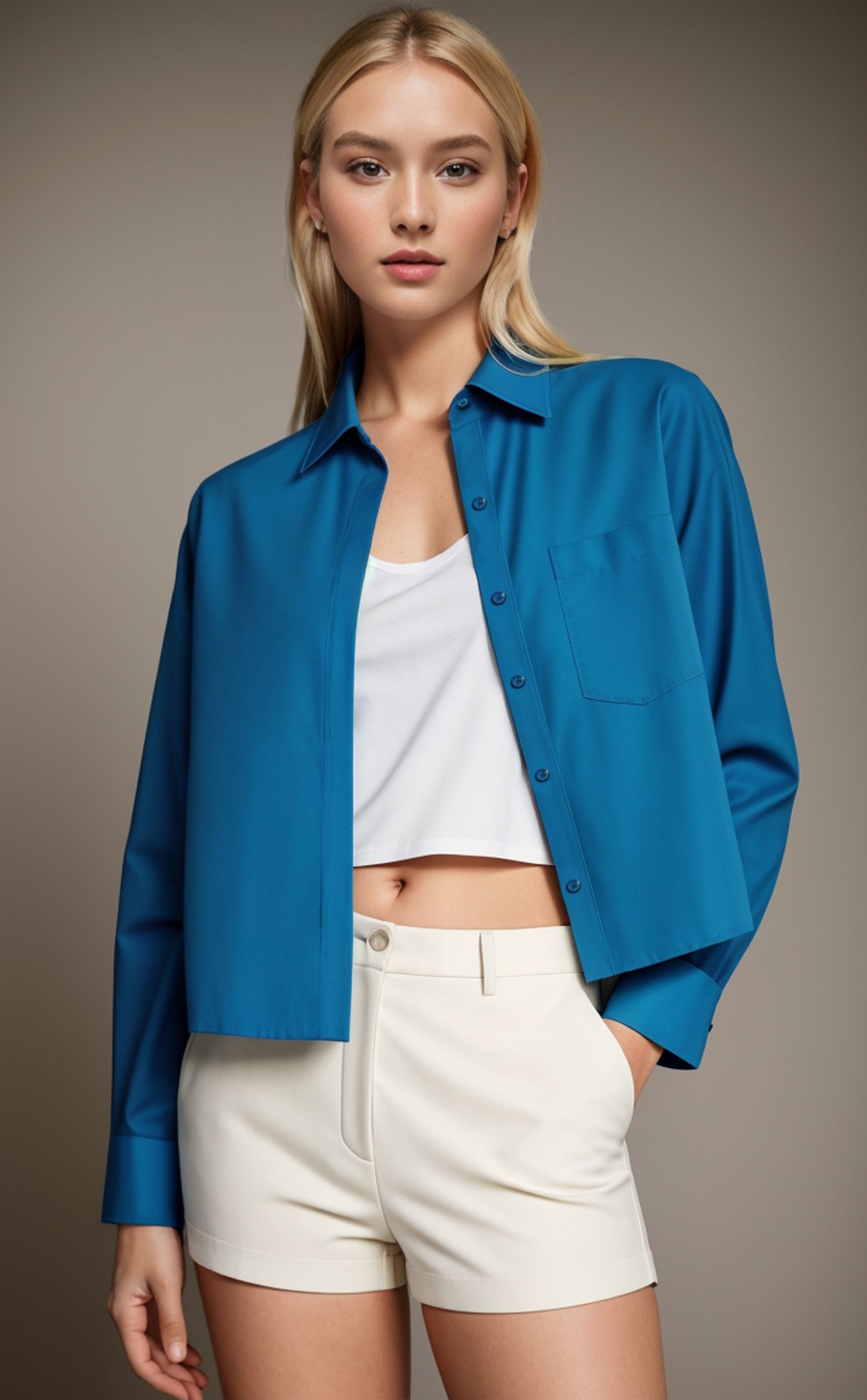 Cropped Long Sleeve Shirt Sewing Pattern, Simple Crop Top, Basic Crop ...