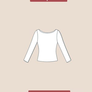 Boat Neck Long Sleeve T-shirt Sewing Pattern | Women’s Fitted Knit Top ...
