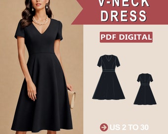 Boat Neck Dress, Boat Sewing Dress Pattern, Easy Sewing PDF Pattern ...