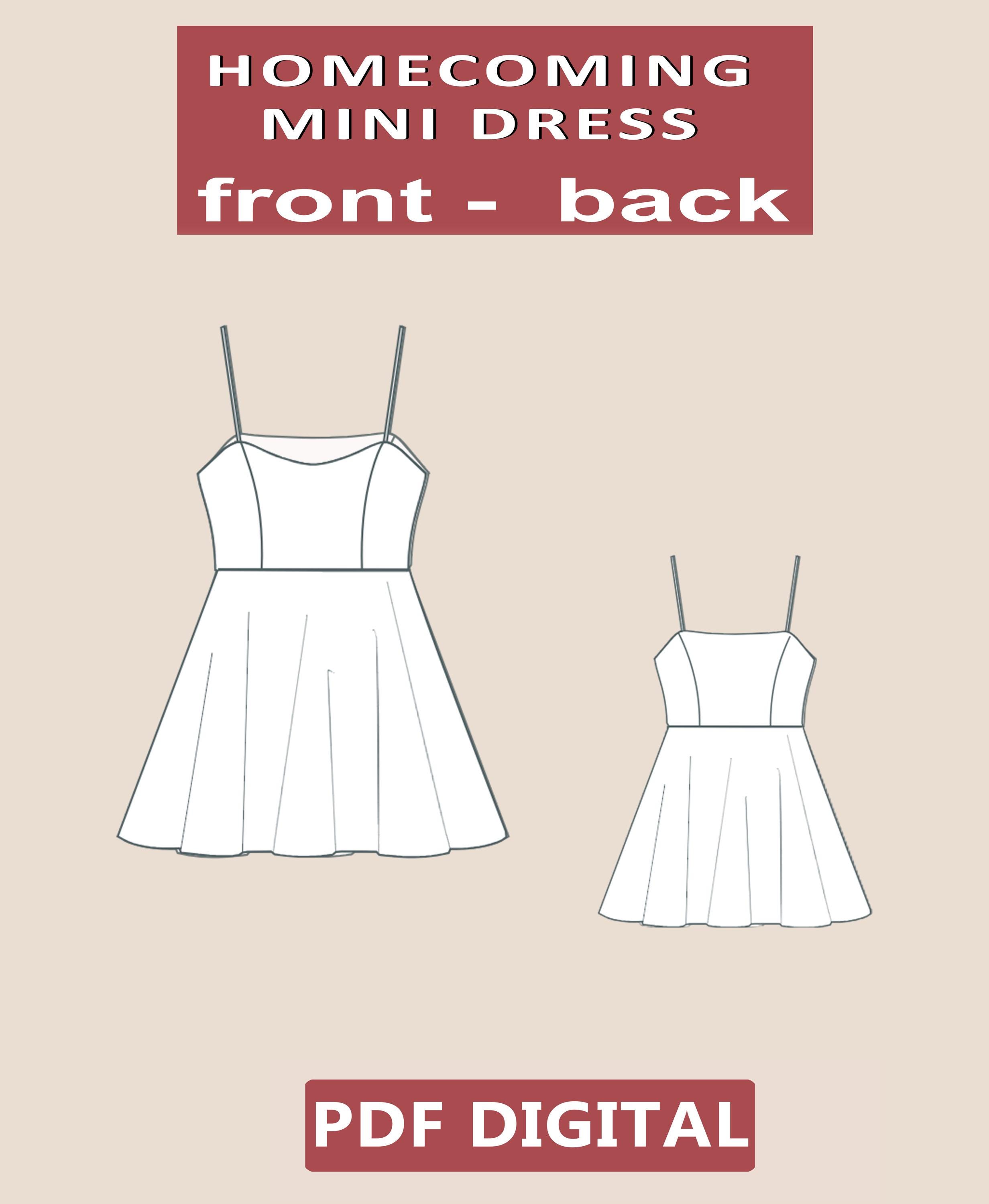 Homecoming Mini Dress Sewing Pattern, Circle Dress Pattern, Sleeveless ...