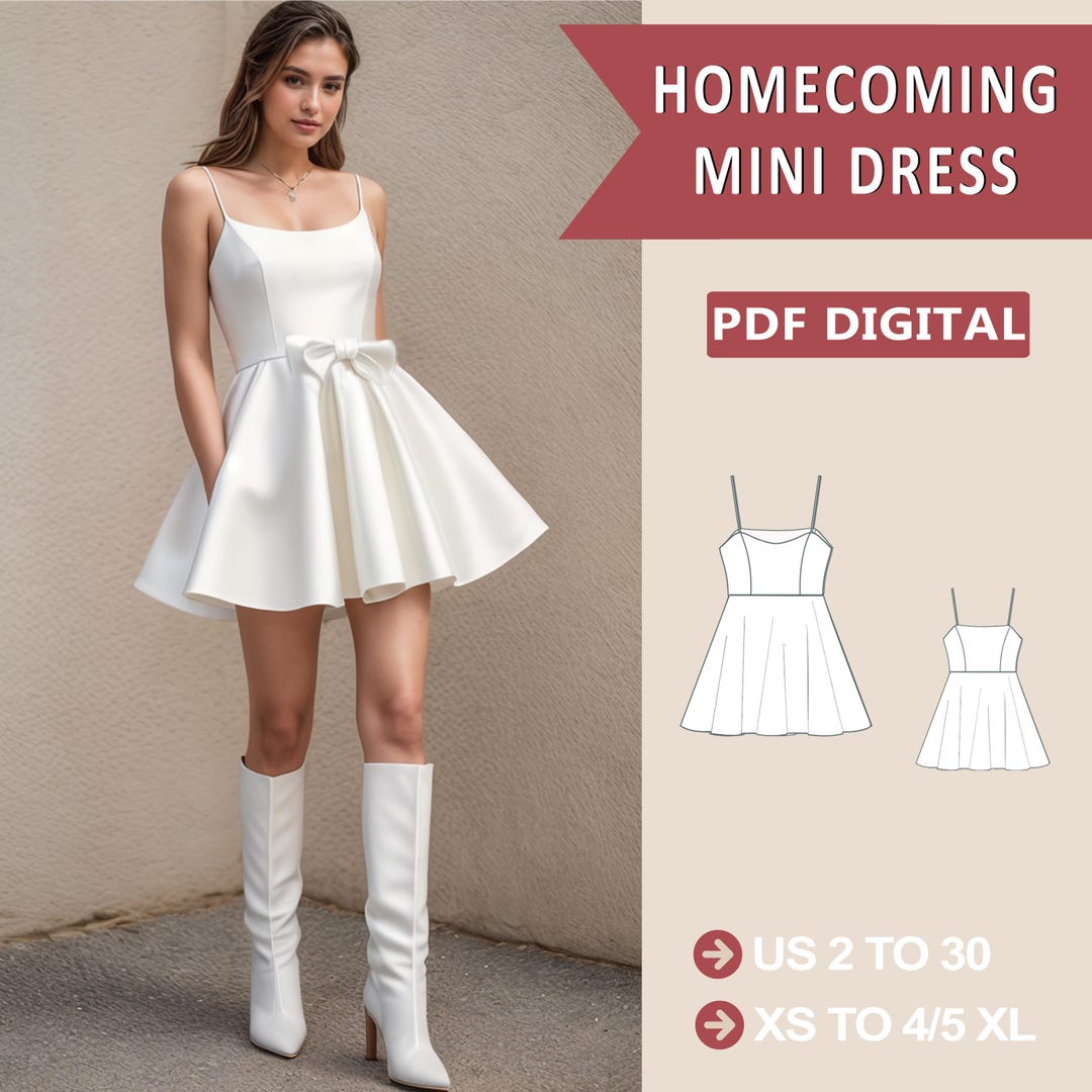 Homecoming Mini Dress Sewing Pattern, Circle Dress Pattern, Sleeveless ...