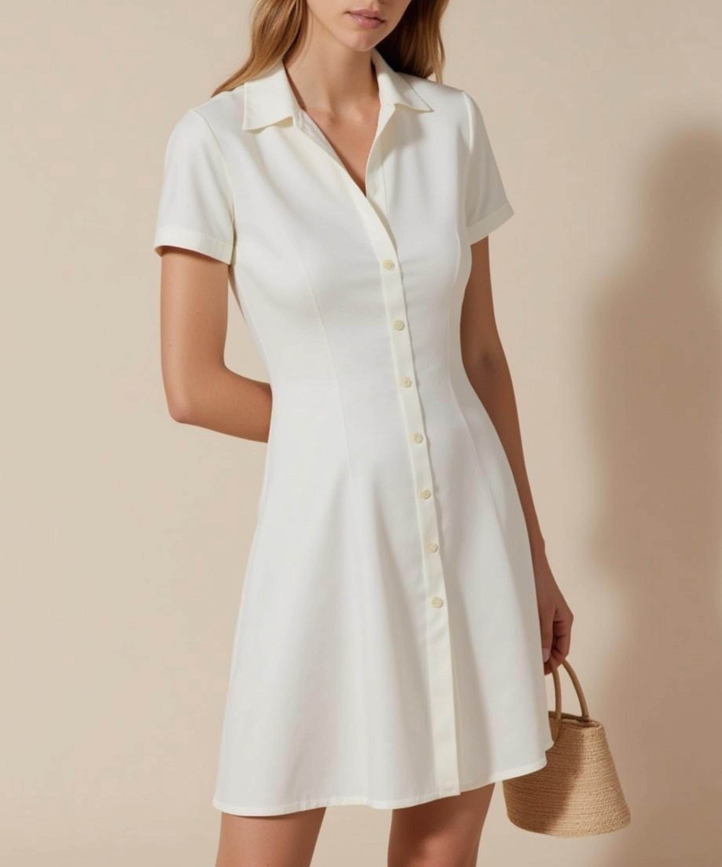 Linen Cottagecore Shirt Dress PDF Pattern: Short Sleeve Button Front ...