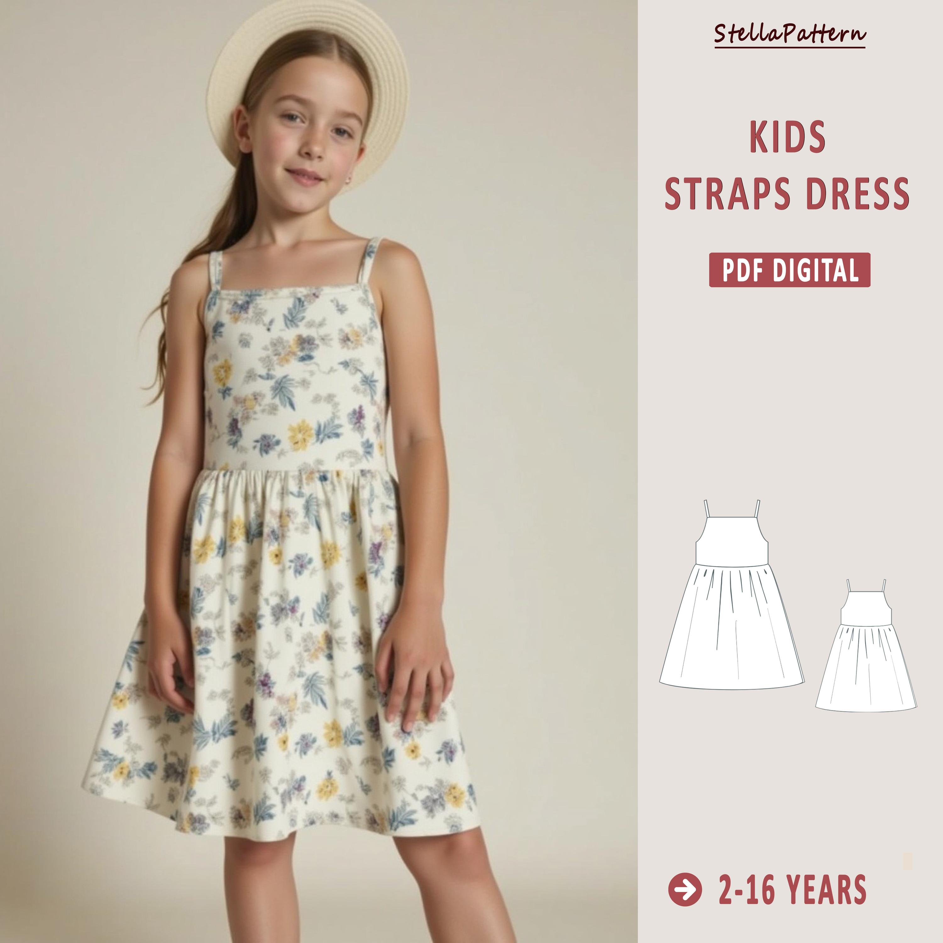 Girls Summer Straps Dress Sewing Pattern, Beginner Ruffle Dress (PDF ...