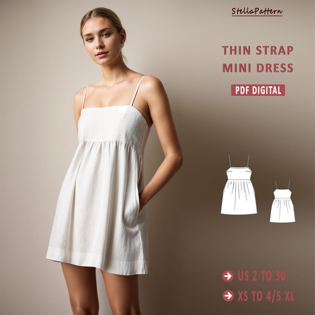 Thin Strap Linen Mini Dress, Pocketed Linen Dress Pattern, A-line Dress ...