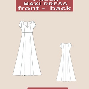 V-neck Sewing Dress Pattern, Easy Sewing PDF Pattern,us 2-30 Plus Size ...