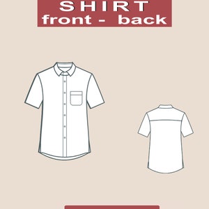 Men Short Sleeve Shirt Sewing Pattern, Man Pocket Shirt Sewing Pattern ...
