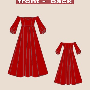 Bishop Sleeve off Shoulder Dress Sewing Pattern (PDF) - Etsy