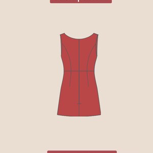 A-line Mini Dress Sewing Pattern: Boat Neck Bodice (US Letter-a4-a0 ...