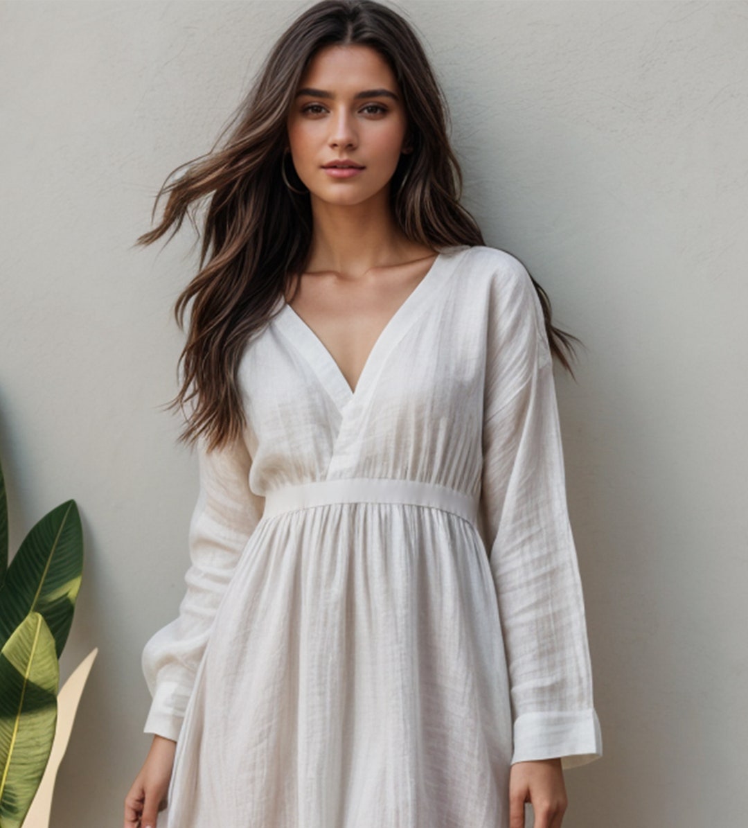 Long Sleeve Linen Maxi Dress, Linen Gathered Summer Dress Sewing ...