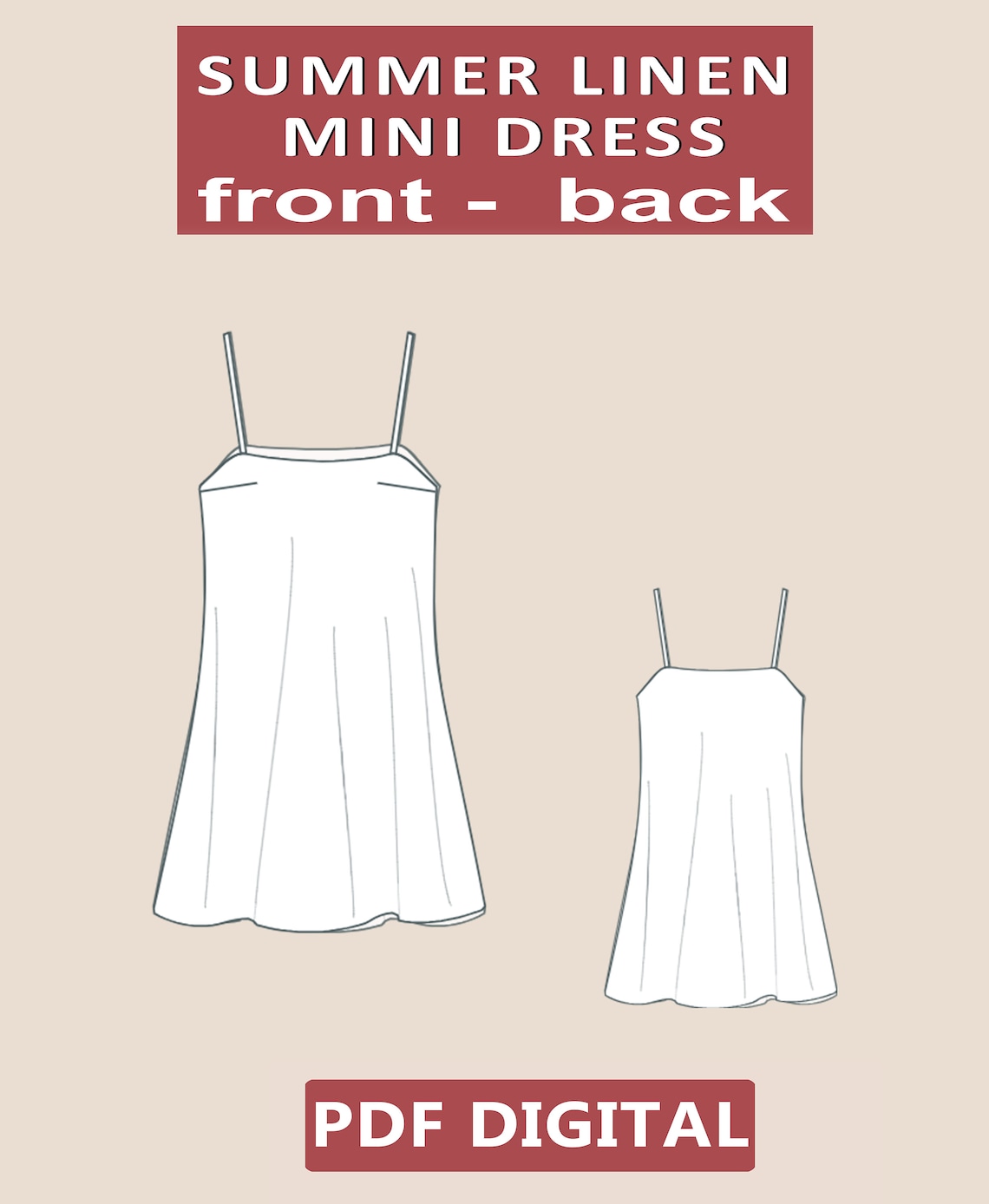 Summer Linen Dress Sewing Pattern, Loose Mini Dress Pattern, Shift ...