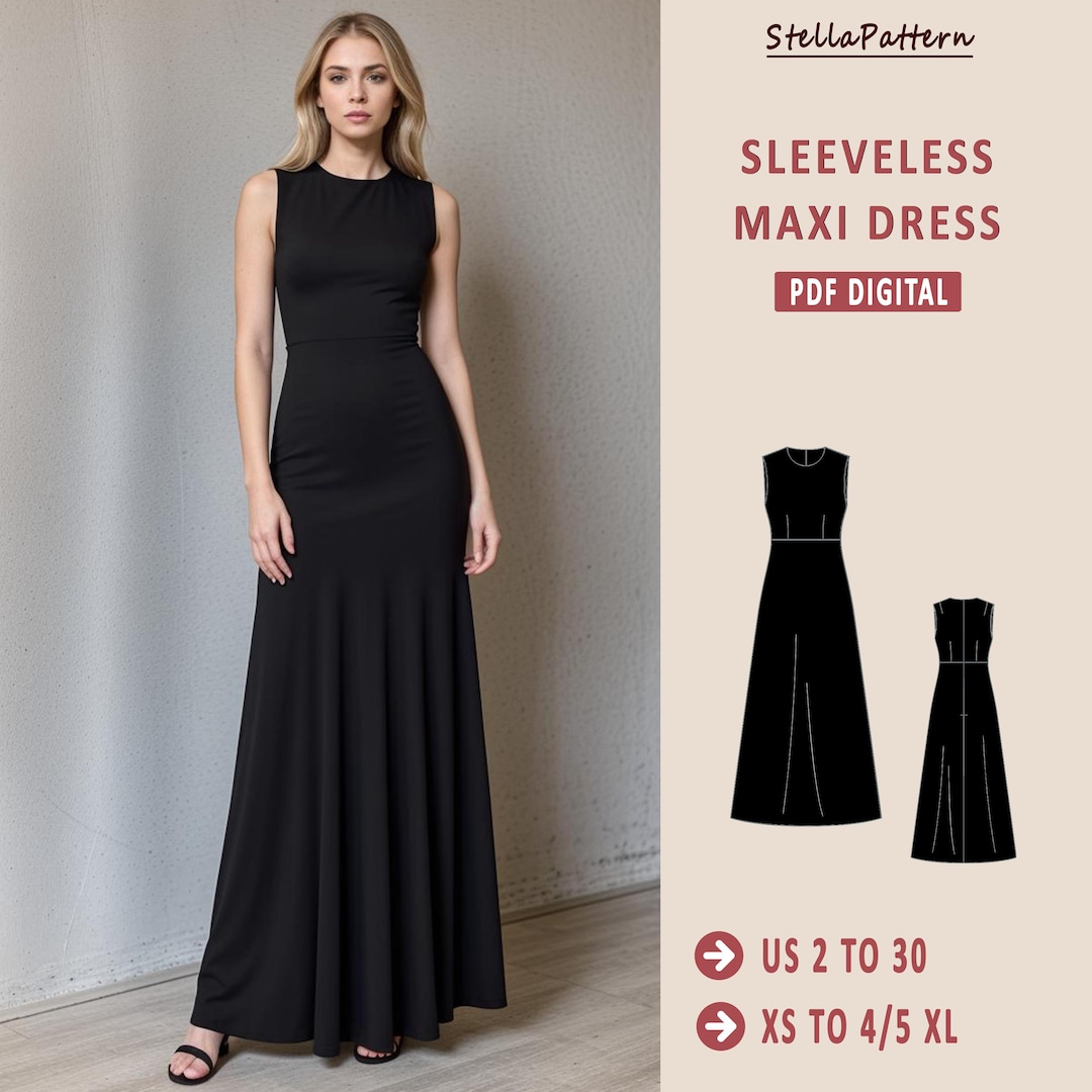 Sleeveless Maxi Modest Dress Sewing Pattern, Modest Maxi Dress, Celtic ...