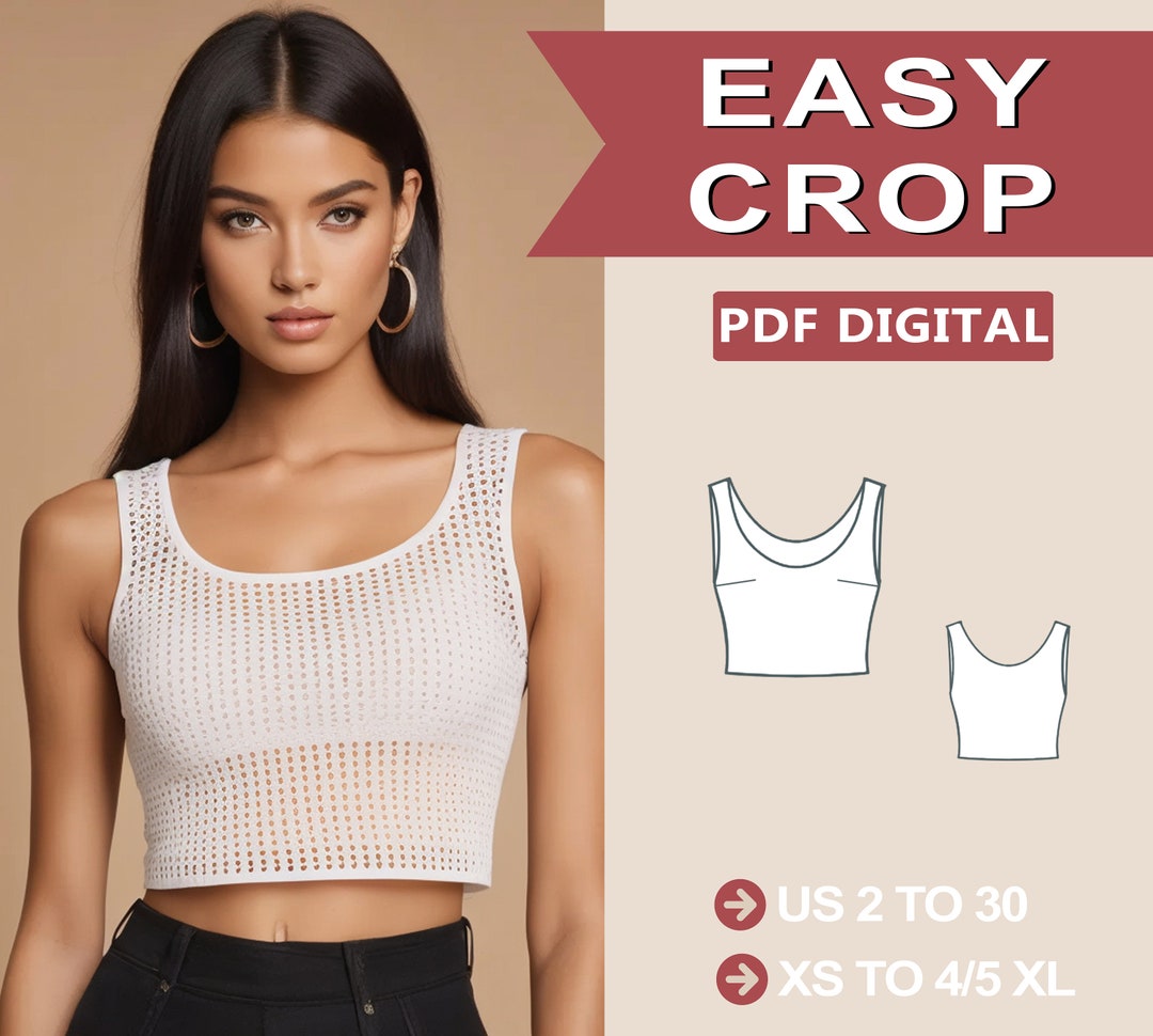 Easy Crop Top Tank Crop Top Square Neck Crop Top Sewing Pattern Xs