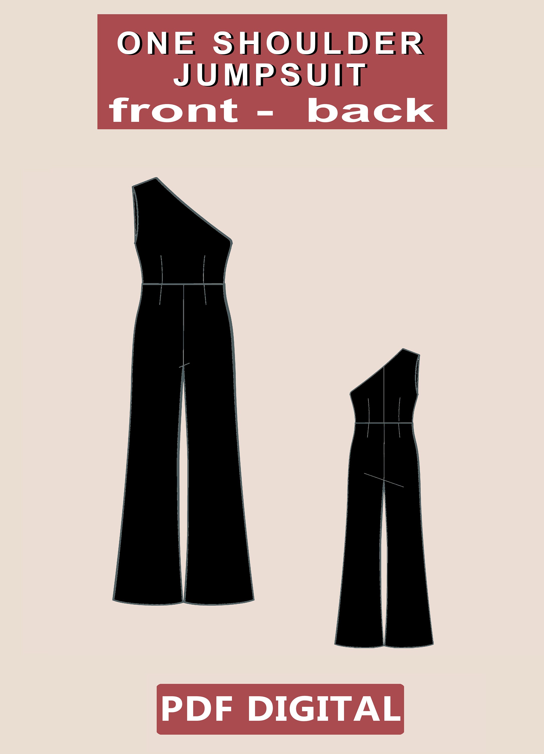 Easy Jumpsuit Sewing Pattern, One Shoulder Wide Leg Jumpsuit Pattern ...