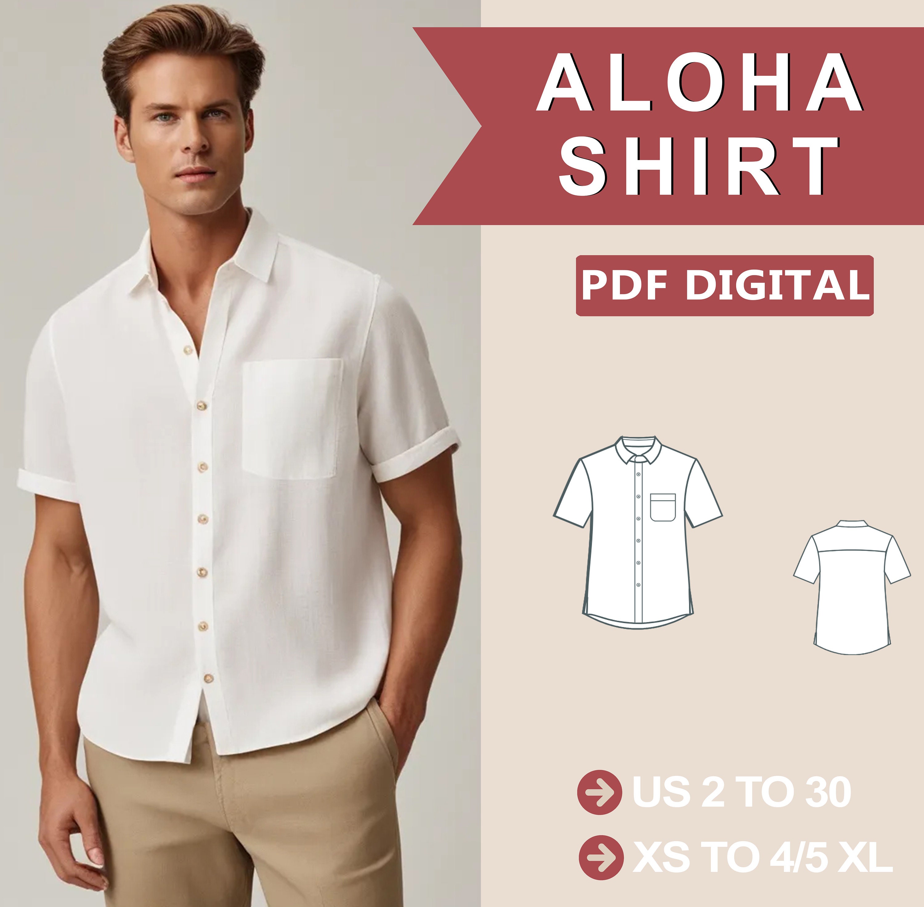 Mens Short Sleeve Shirt Sewing Pattern Men's Short Sleeve Shirt