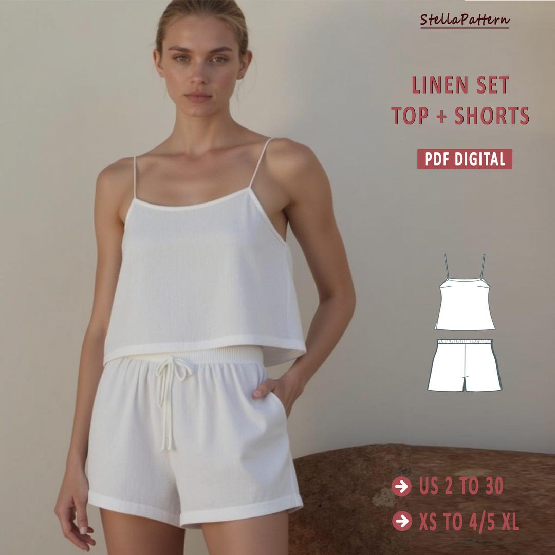 Linen Top and Shorts Sewing Pattern: Bohemian Summer Set (digital PDF ...