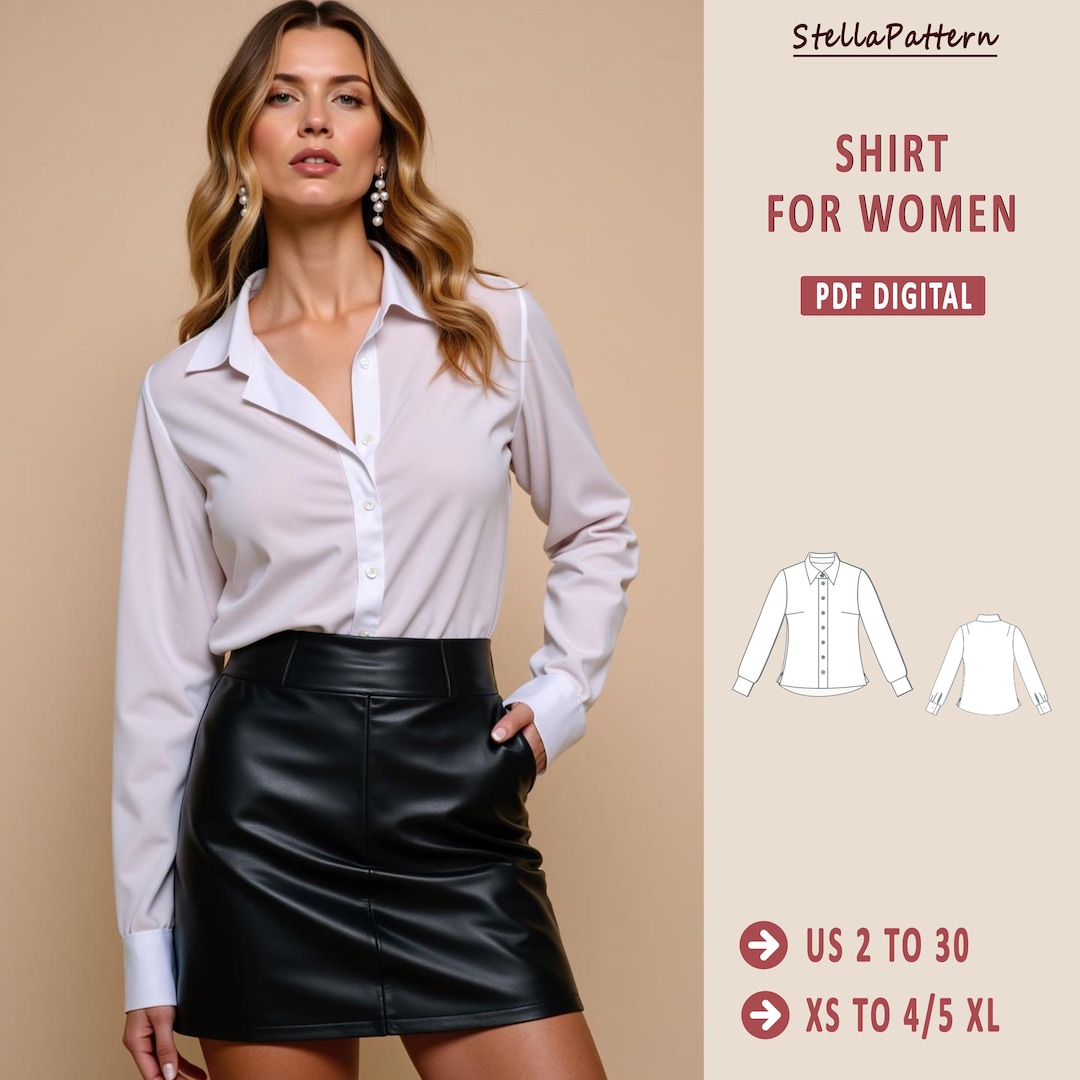 Women's Button up Shirt Sewing Pattern (digital Download) - Etsy