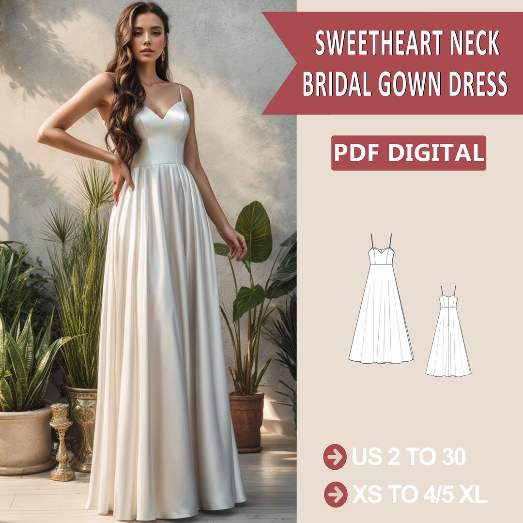 Sweetheart-neck Sewing Dress Pattern, Easy Sewing PDF Pattern,us 2-30 ...